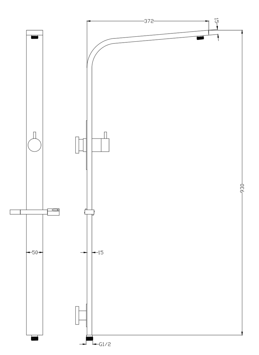 Square Dual Shower Set with Diverter & Adjustable Rail- Chrome / Matte ...