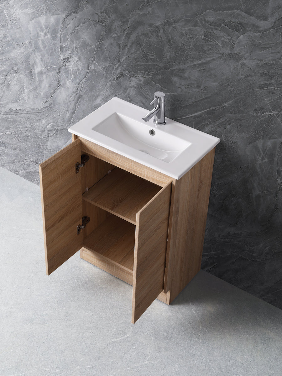 Sierra - Natural Timber Slim 360mm Width Freestanding Vanity 600-900mm ...