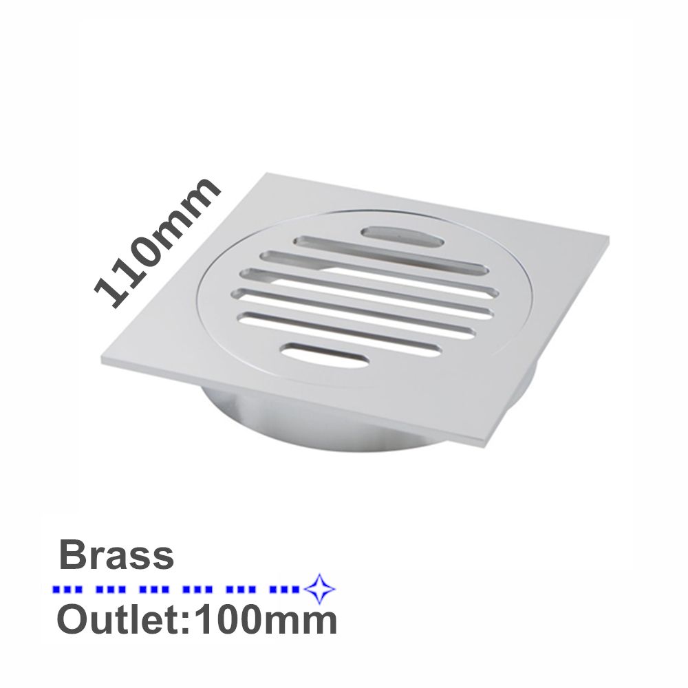 100mm Outlet Square Brass Floor Waste Shower Grate Drain 110x110mm [42 ...