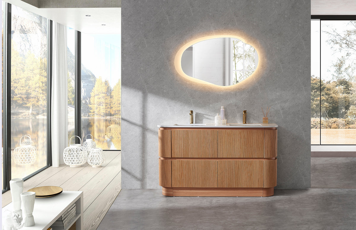 Hudson - Rosewood Fluted Curved Freestanding Vanity 900-1500mm [20-SK6 ...