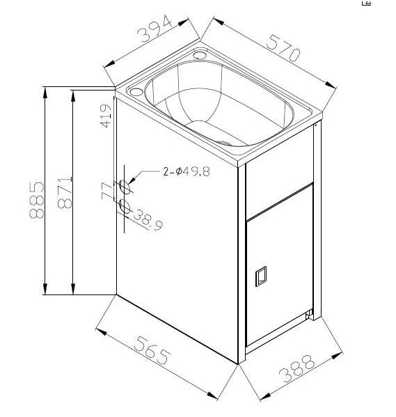 Laundry Trough - Stainless Steel Cabinet 390x570x880mm [16-YH230L ...