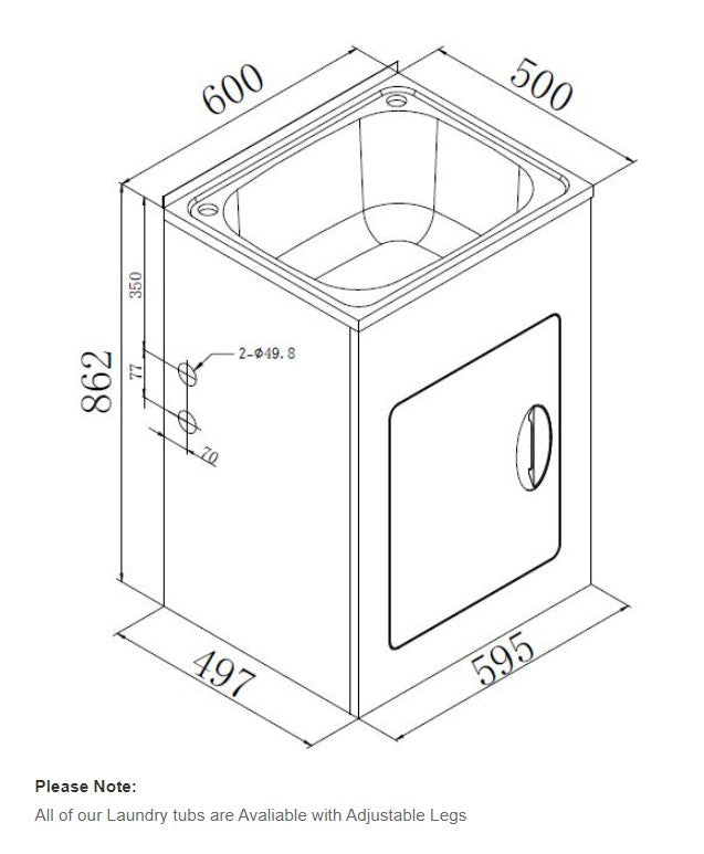 Laundry Trough - Stainless Steel Cabinet 600x500x870mm [16-YH236B ...